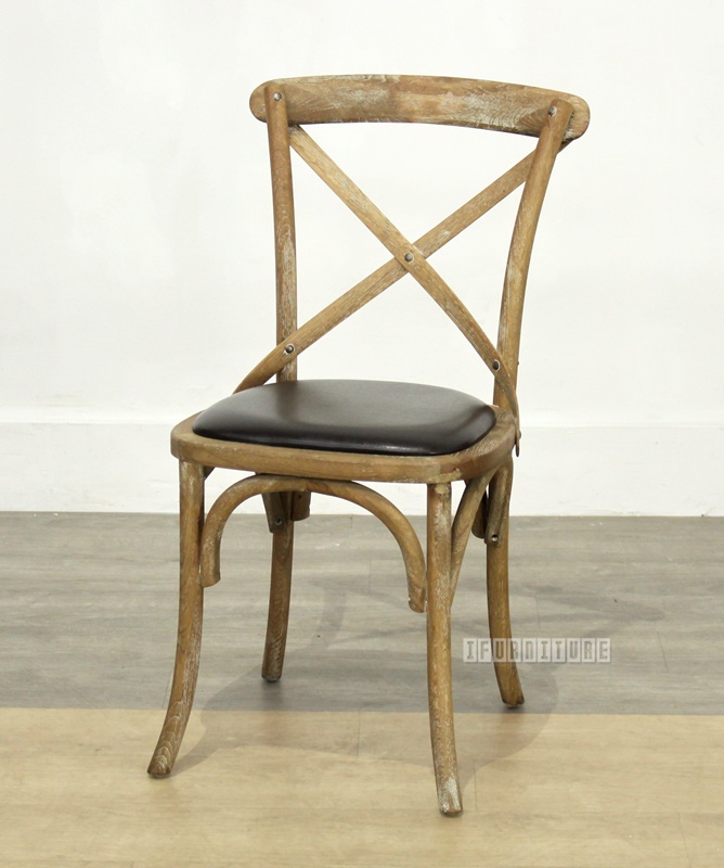 CROSS BACK Oak Dining Chair *Black PU