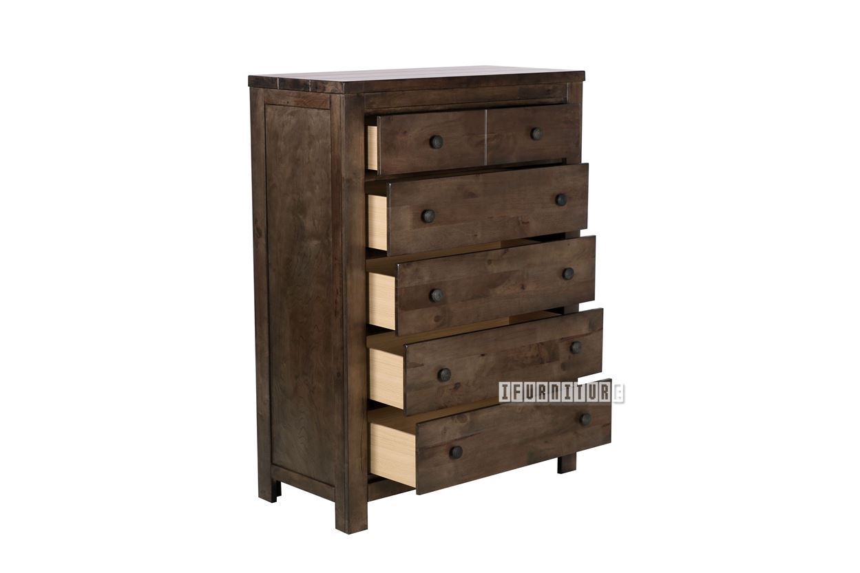 HEMSWORTH 5-Drawer Solid Timber Tallboy