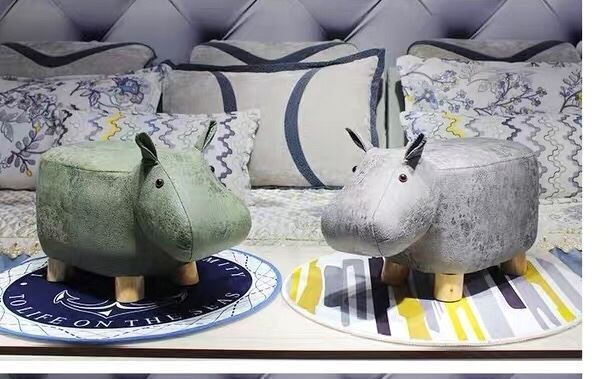 ANIMAL Hardwood Green Hippo Ottoman