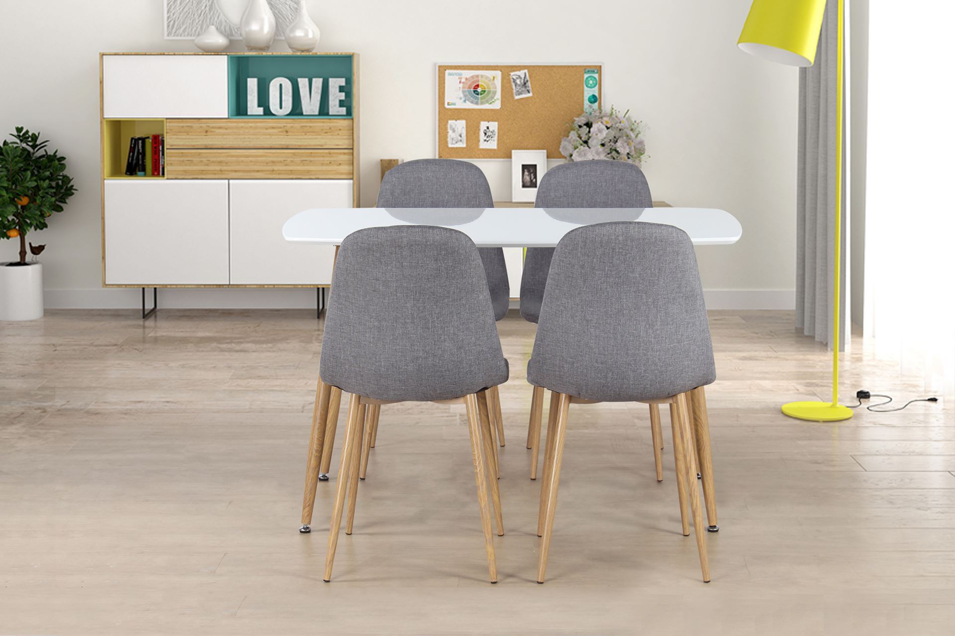 OSLO Dining Table with 4 Chairs *Dark Grey