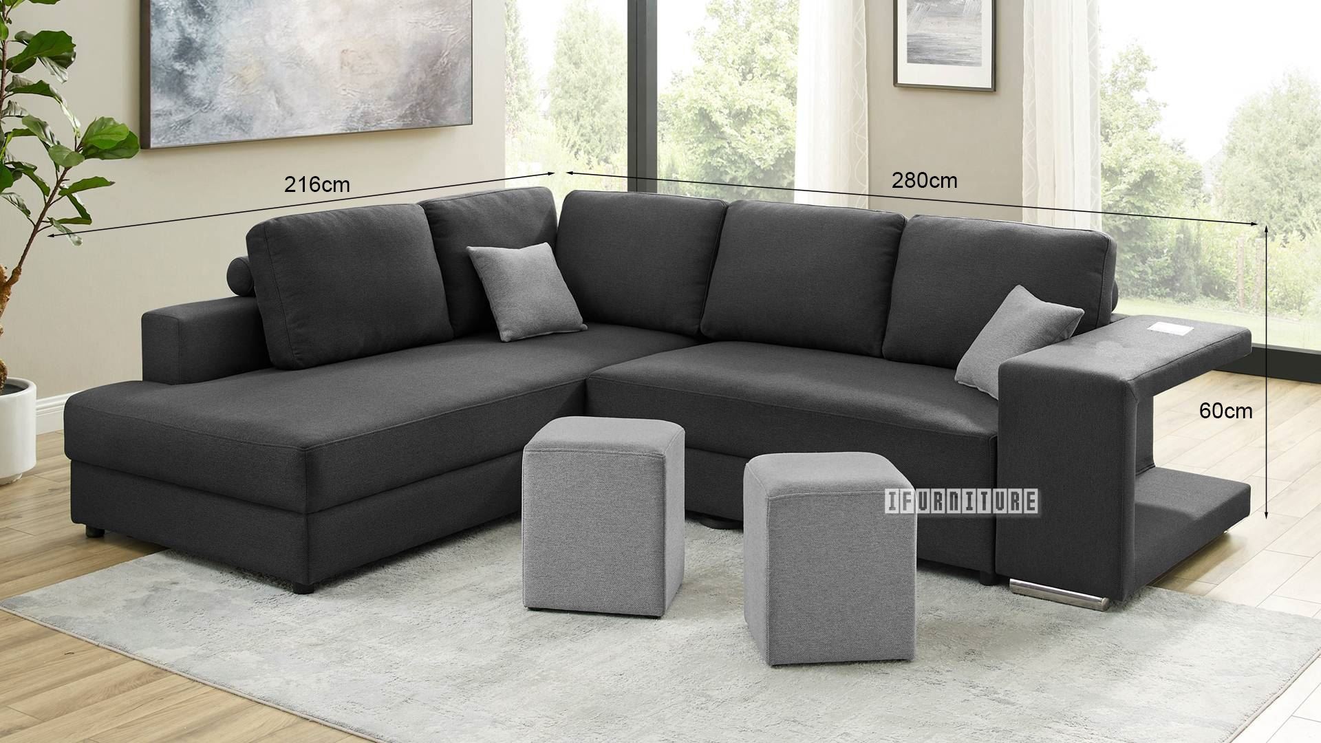 Karina Sectional Sofa/ Sofa Bed with Stools