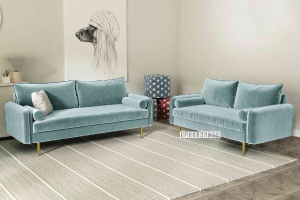 HENRY 3+2 Sofa Set *Light Greyish Cyan Velvet