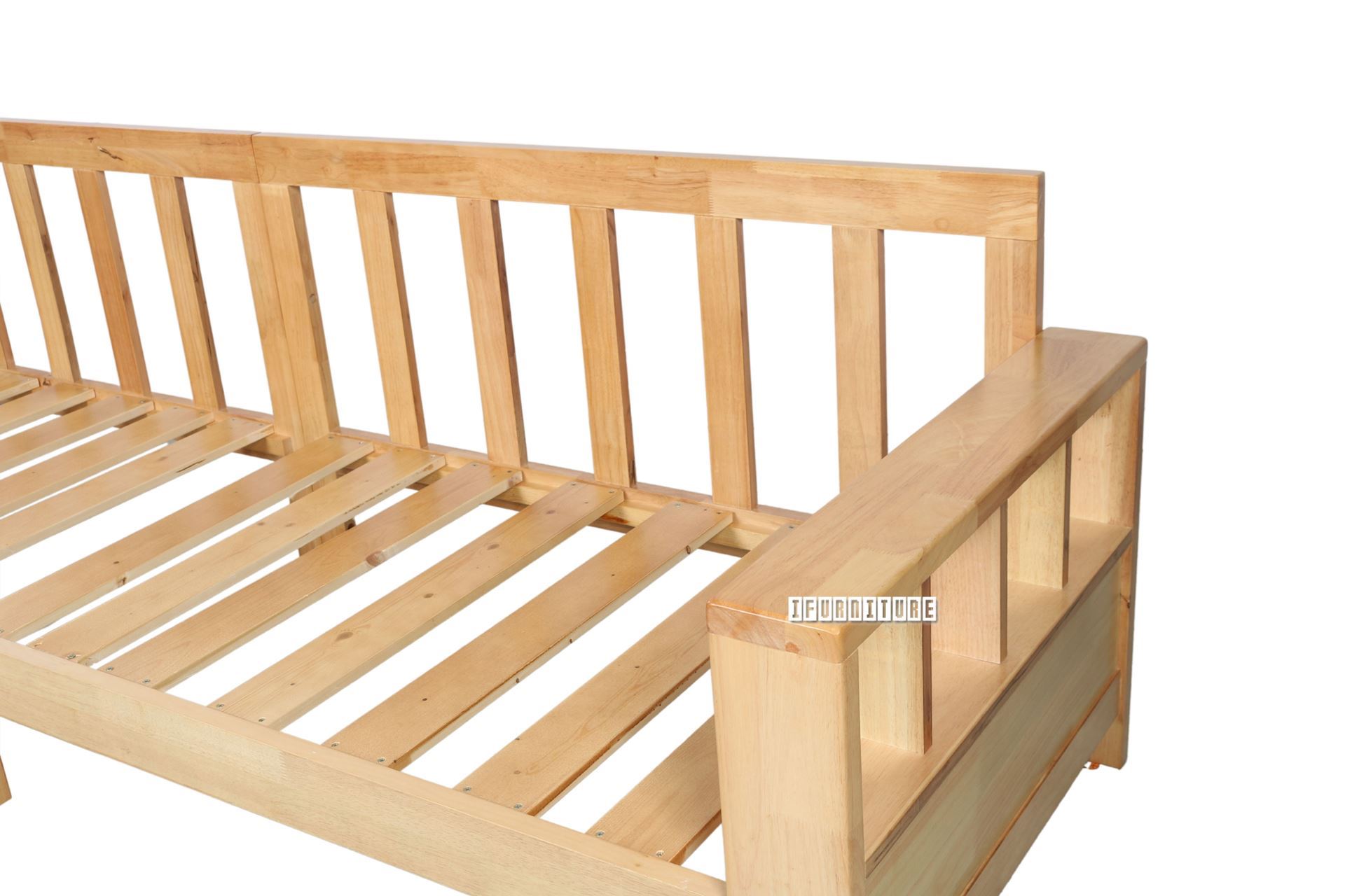 BOLEY Rubber Wood Sectional Sofa with Coffee Table (Beech and Grey)