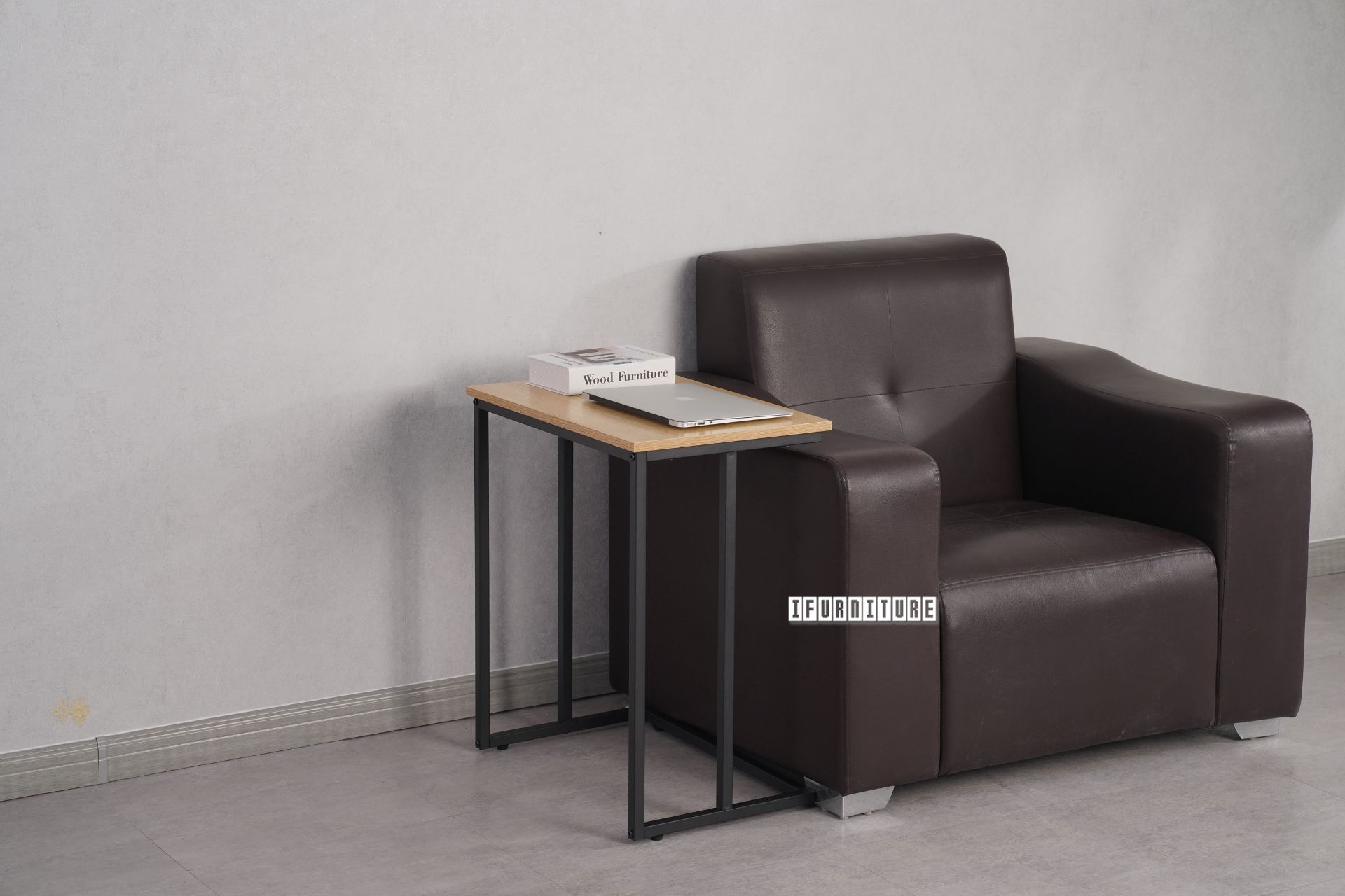 MORRIS Space Saver Side Table (Oak and Black)