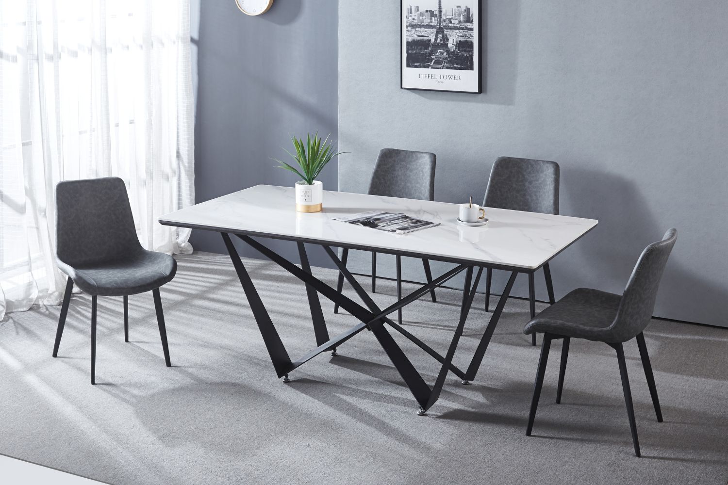 EVAN 180 Sintered Stone Dining Table (White)