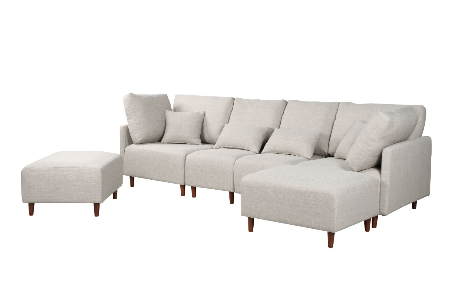 BRAYLAND Sectional Modular Fabric Sofa (Light Grey)