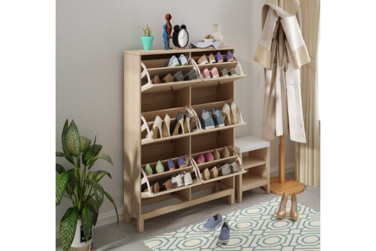 YORU 6-Drop Down Shoe Cabinet (Natural)