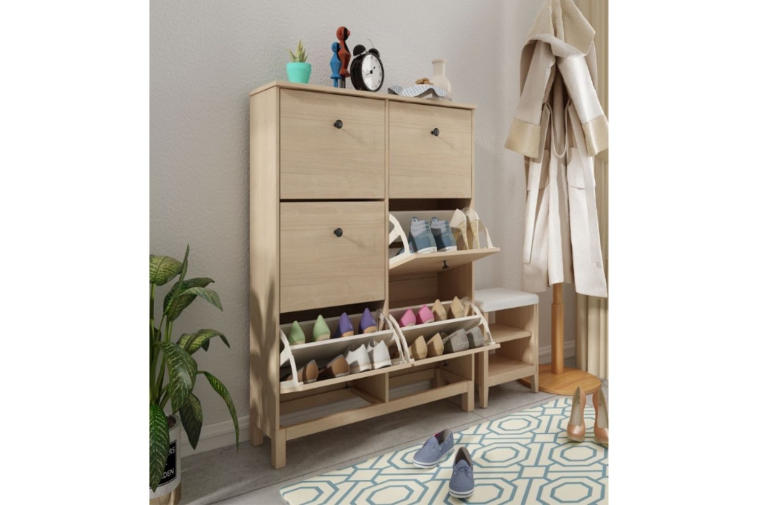 YORU 6-Drop Down Shoe Cabinet (Natural)