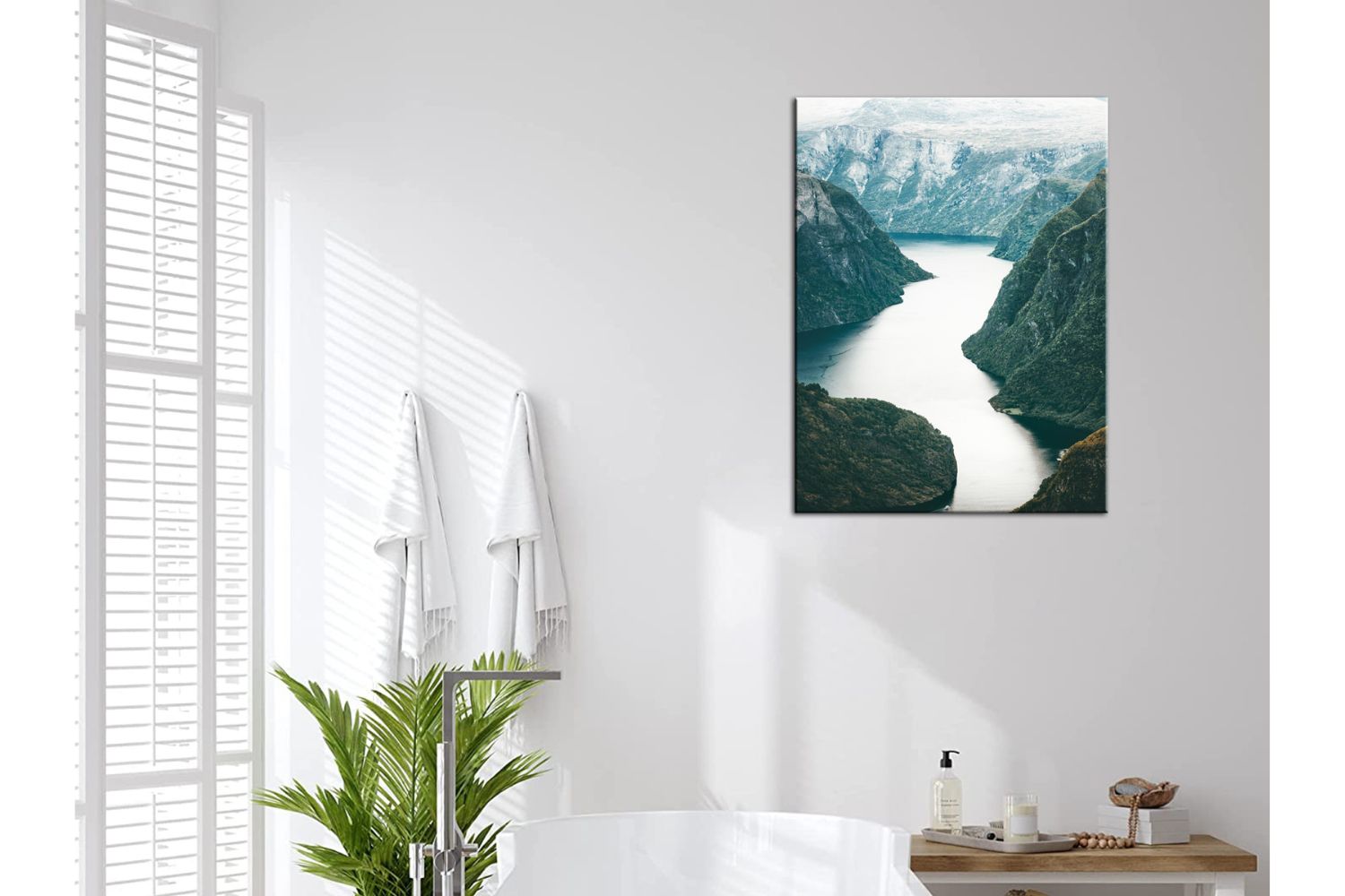 NORWAY FJORD - Frameless Canvas Print Wall Art (80cm x 60cm)