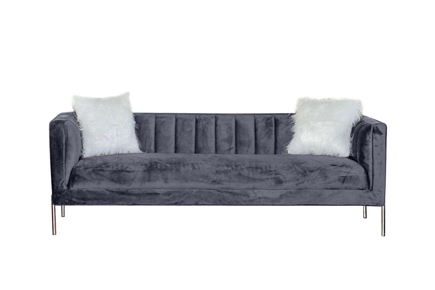 LARKIN Velvet Sofa Range (Grey) - 3+2+1 Sofa Set