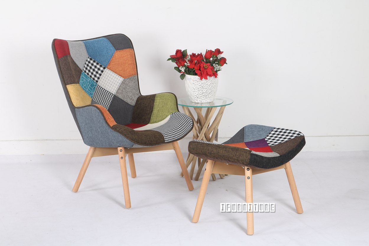 TARTAN Patchwork Dining Arm Chair & Ottoman
