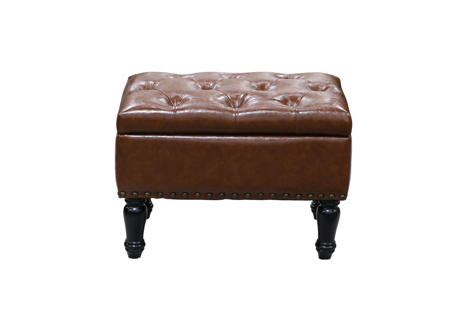 ROUX Faux Leather Storage Ottoman (Brown)