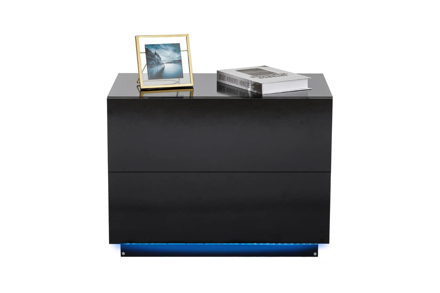 ASPEN LED 2-Drawer Bedside Table (Black)