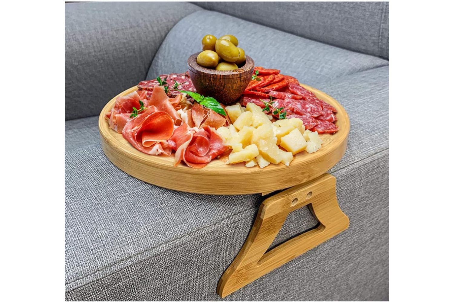 BAMBOO Round Sofa Armrest Tray