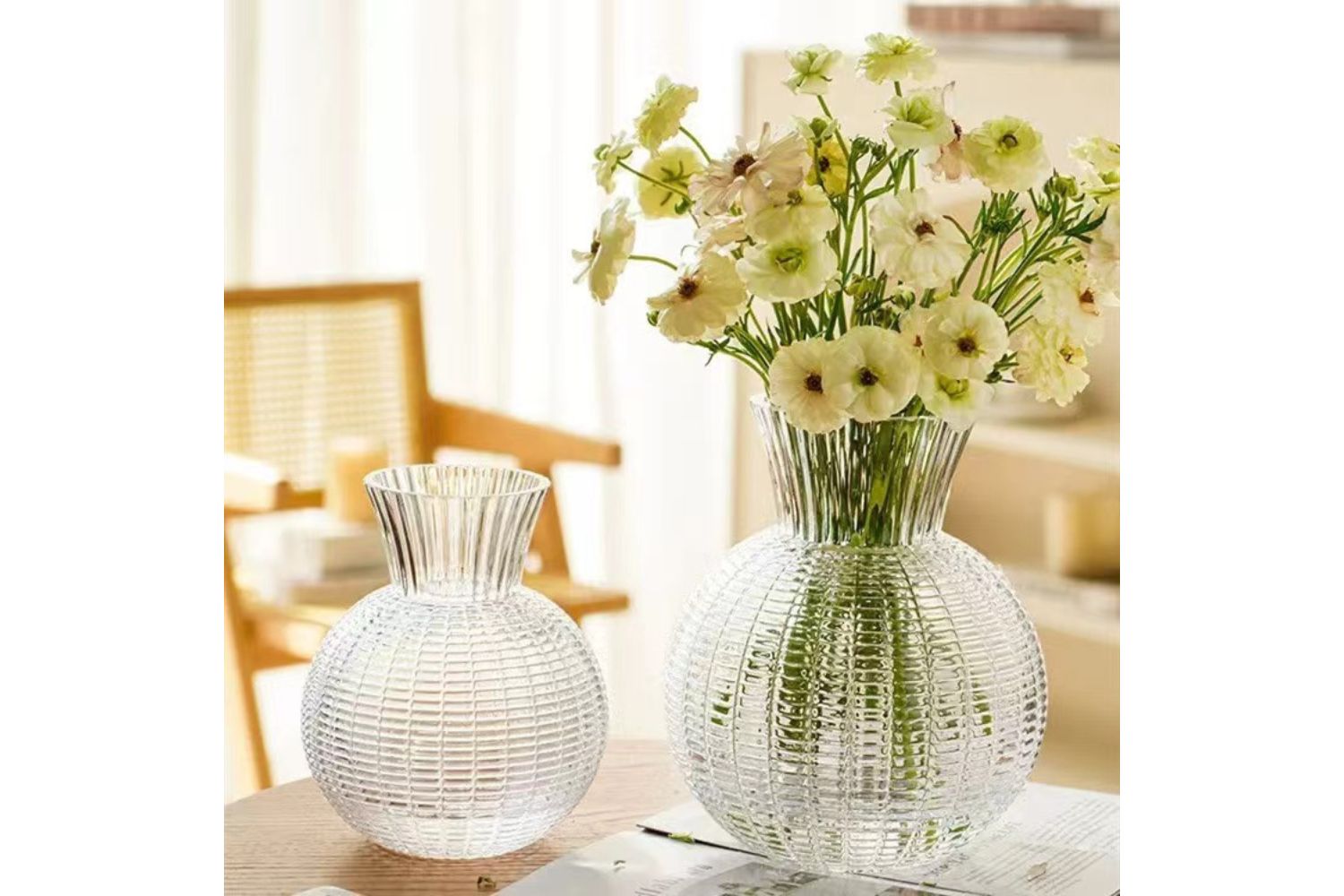 CHECKERED Transparent Glass Vase - Big