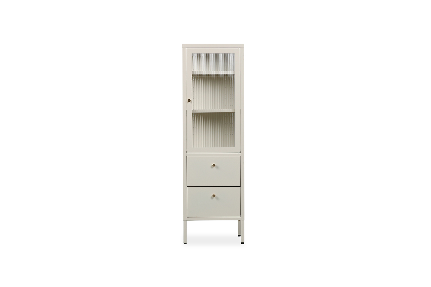 STARK Steel Frame 1-Door 2-Drawer Accent Glass Display Cabinet (Cream)