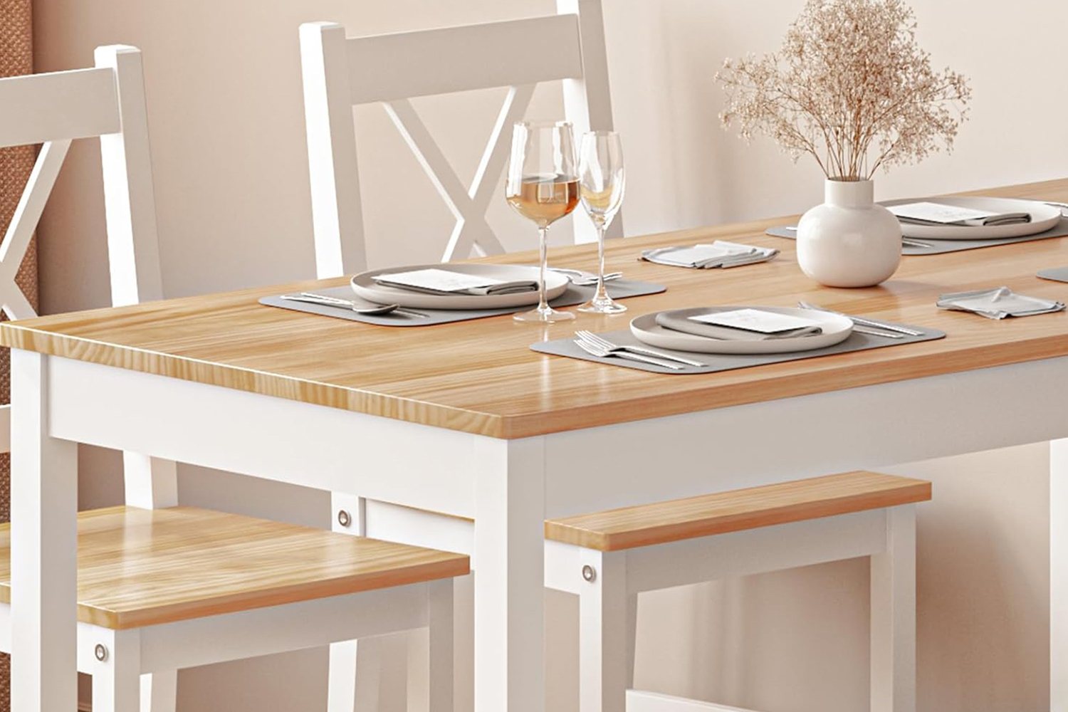 JASTINA Pinewood 5PC Dining Set