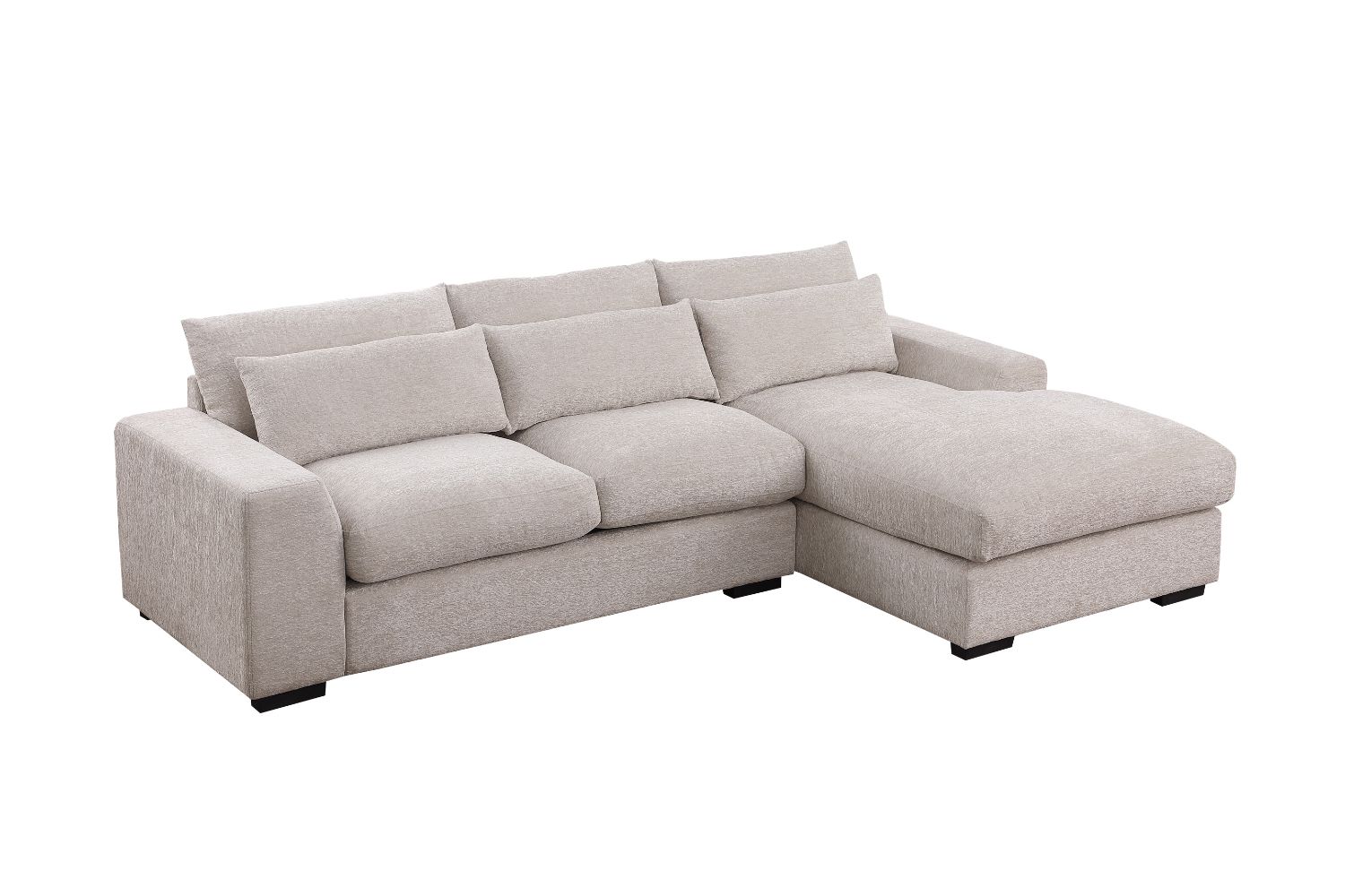 SIREN Sectional Chenille Fabric Sofa - Chaise Facing Left