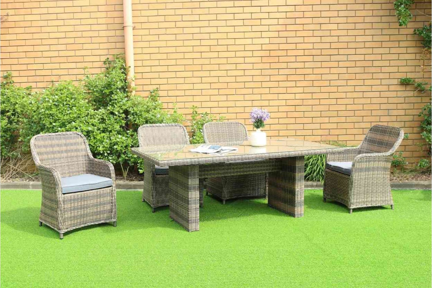 KAPSTADT 7PC Half-Round Wicker Dining Set (ALUMINIUM FRAME)