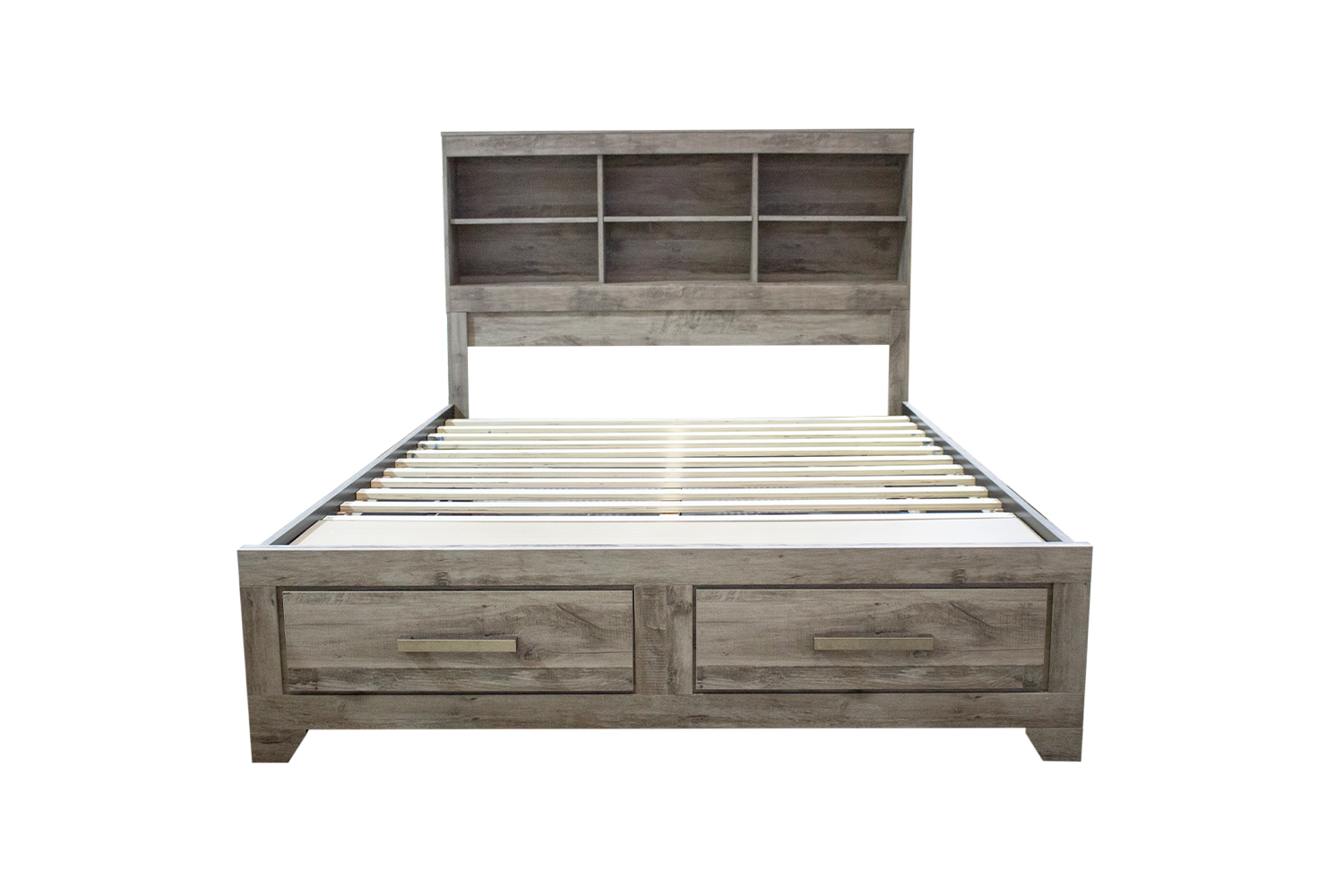 AGILENT Storage Bed Frame with Built-in Shelves - Queen Size Bed with 2 ...