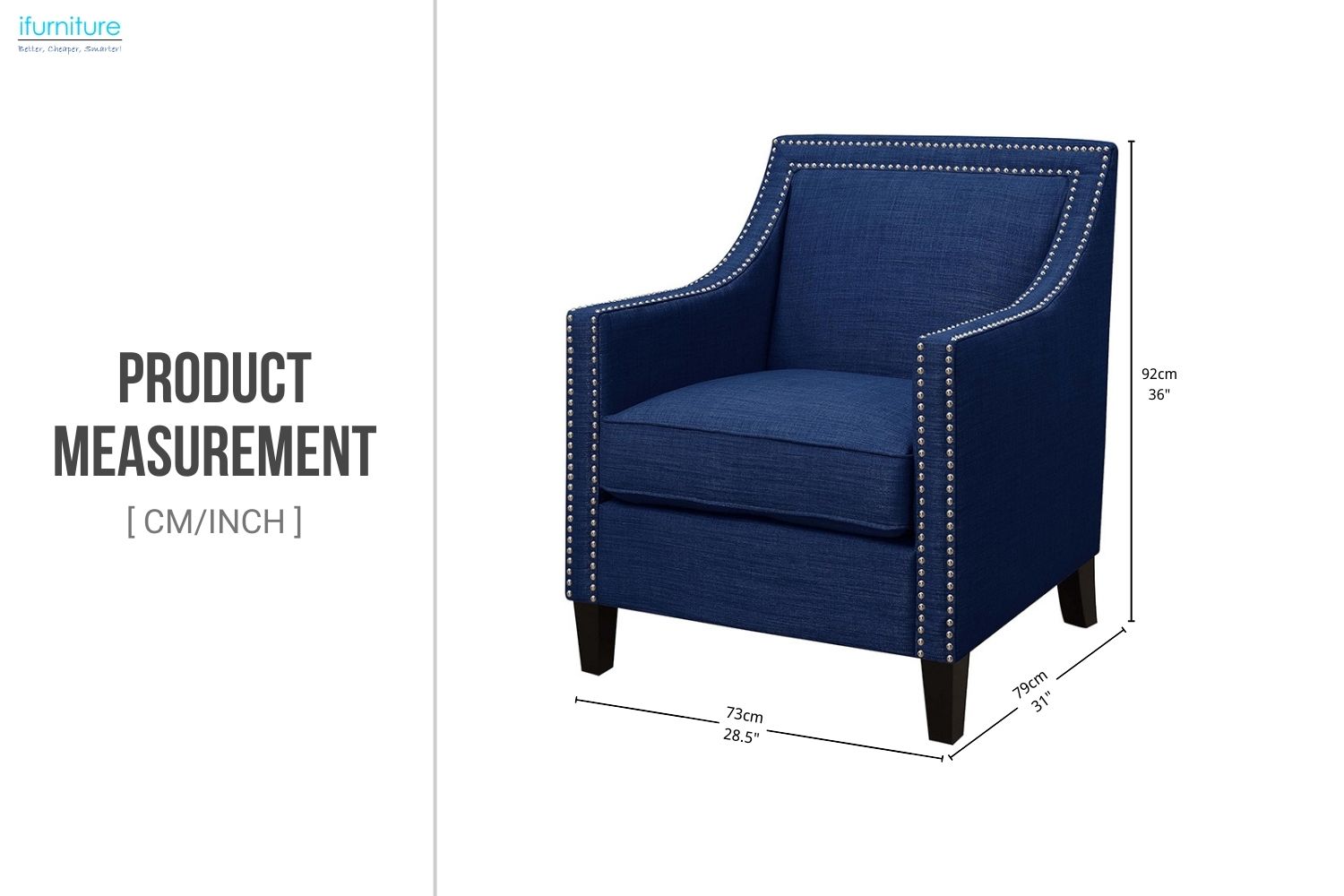 ABBEY Fabric Arm Chair (Skyblue)