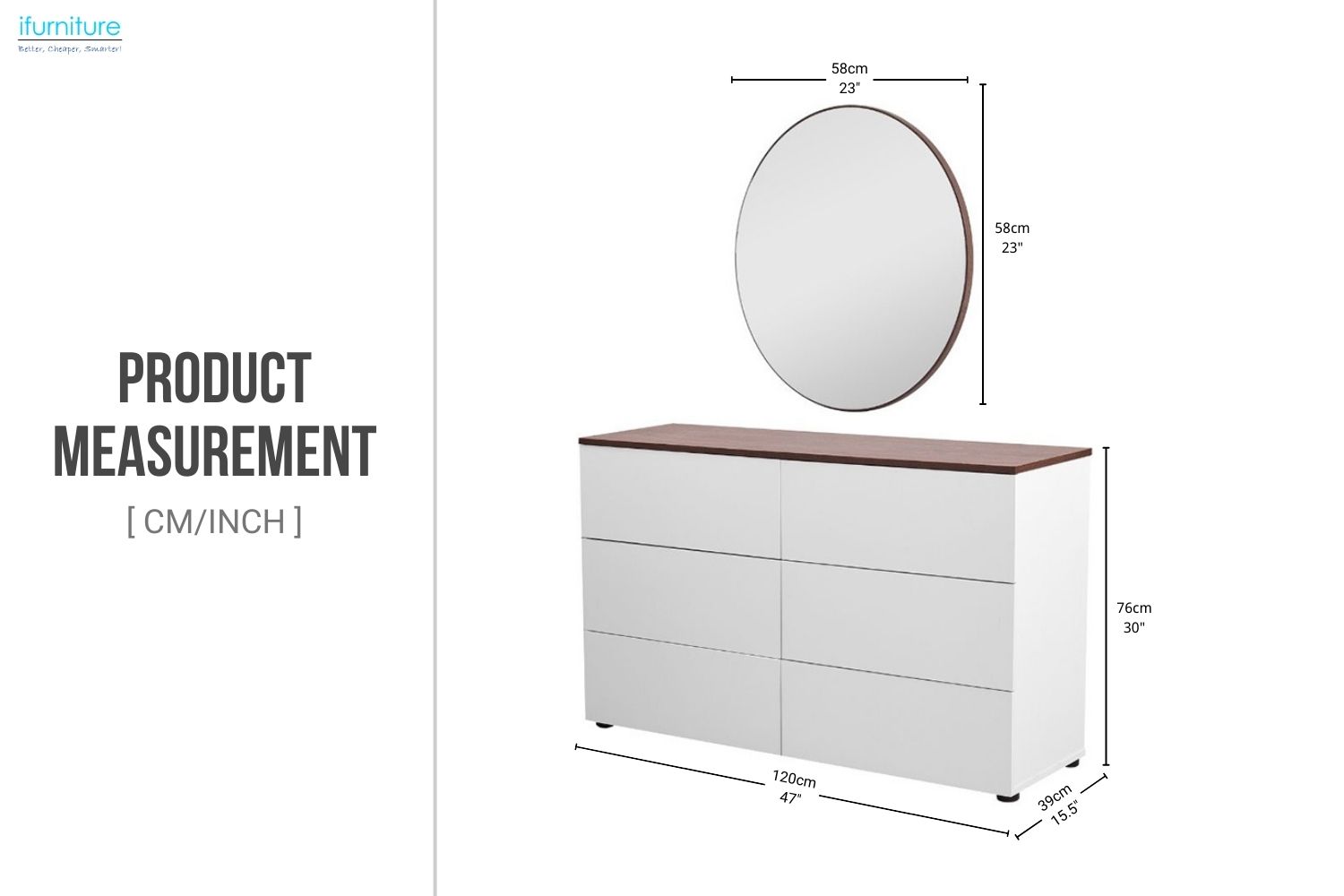 OLGA 6-Drawer Dresser with Mirror
