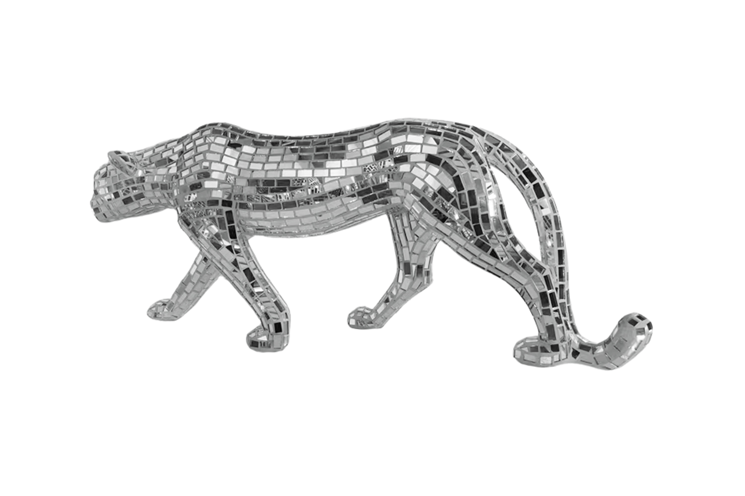 GEKO Large Silver Leopard Ornament Home Decoration (39 cm x 95 cm)