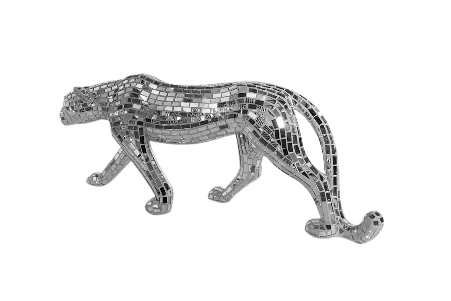 GEKO Large Silver Leopard Ornament Home Decoration (39 cm x 95 cm)