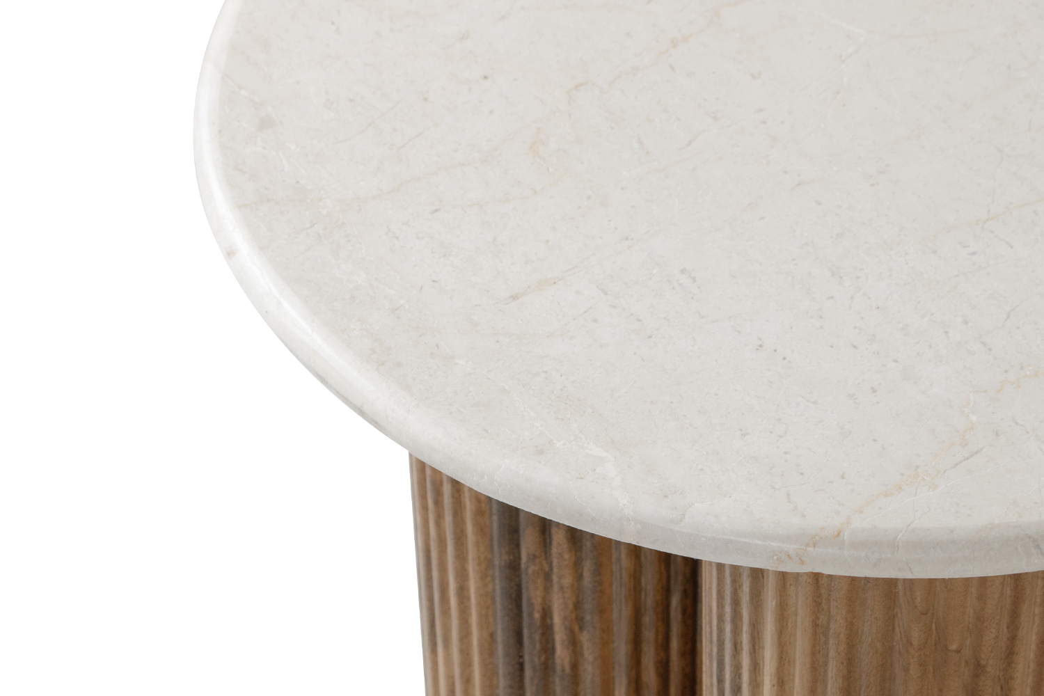 BLIX D50 Mango Wood Round Side Table With Marble Top