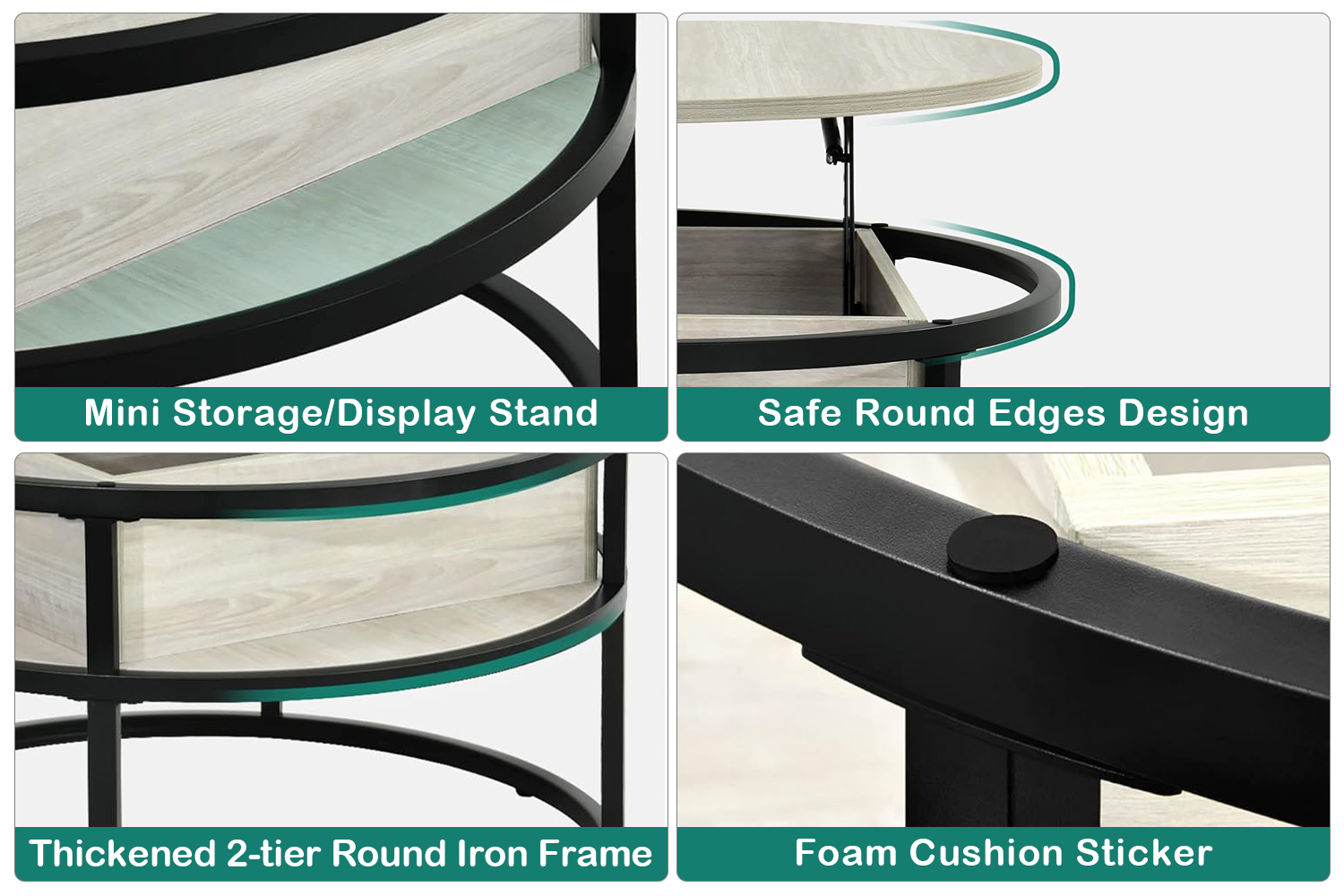 AZALEA Round Soft-Close Lift-Top Coffee Table with Storage